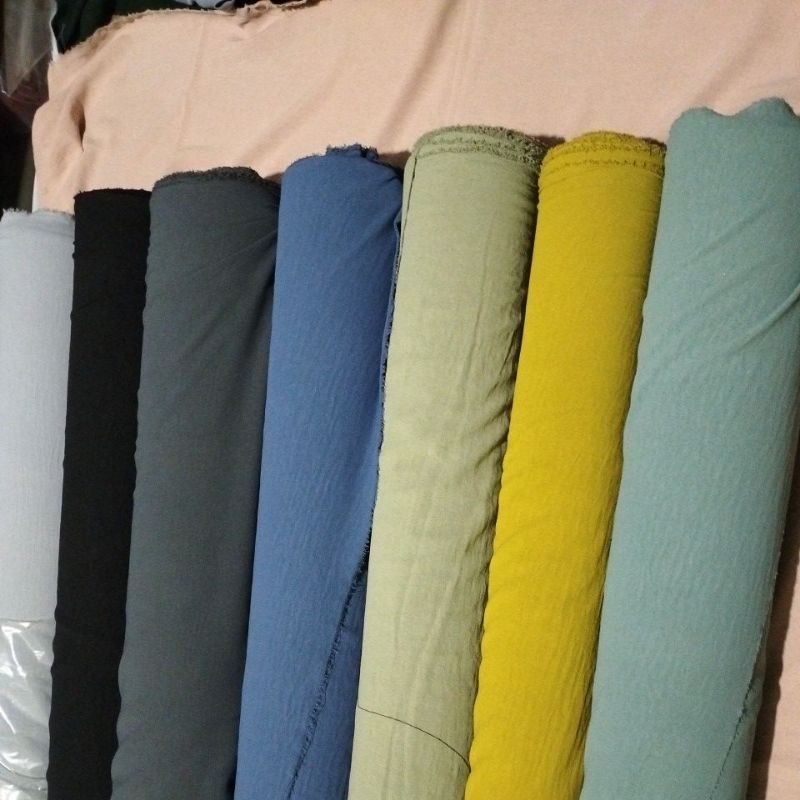 Jual Kain Crinkle Airflow Harga Per 0.5m persetngah meter | Shopee ...