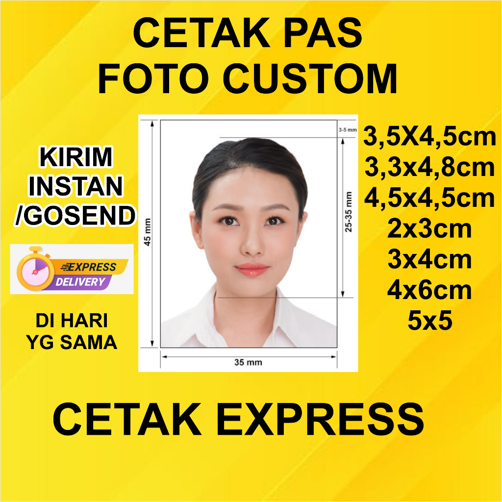 Jual cetak pas foto visa raport dll khusus pengiriman instan | Shopee ...
