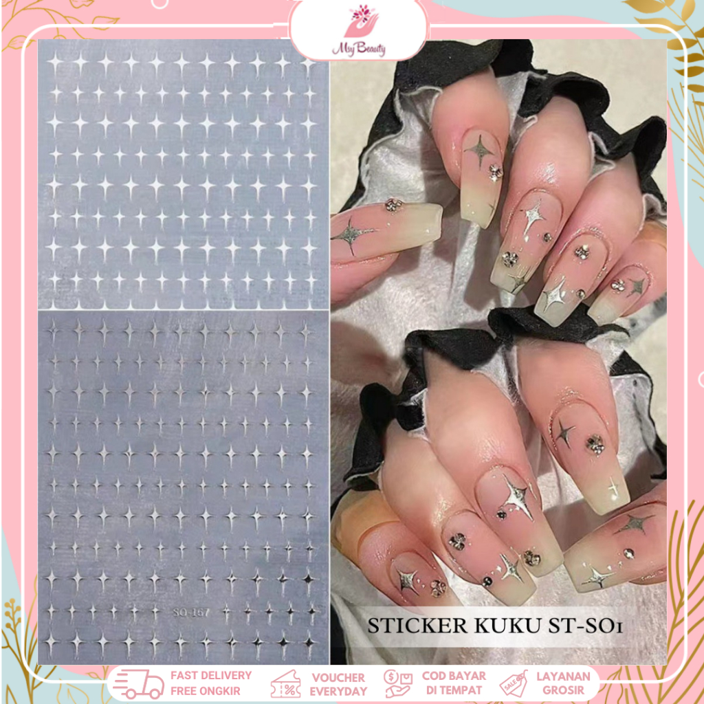 Jual MSY STIKER KUKU MOTIF BINTANG SPARKLE/STICKER NAIL ART 3D SPARKLE ...