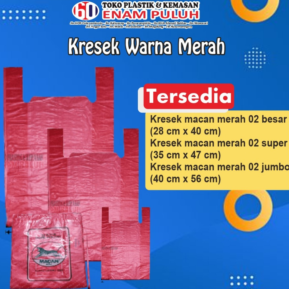 Jual Kantong Plastik Kresek Merah BESAR, SUPER, JUMBO Macan 02 / Tas ...