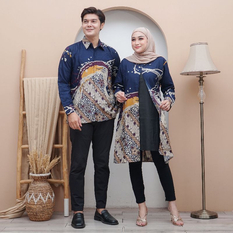 Jual Batik Tunik Couple Modern Set Pakaian Couple Kemeja Batik Pria Premium Baju Batik Couple ...