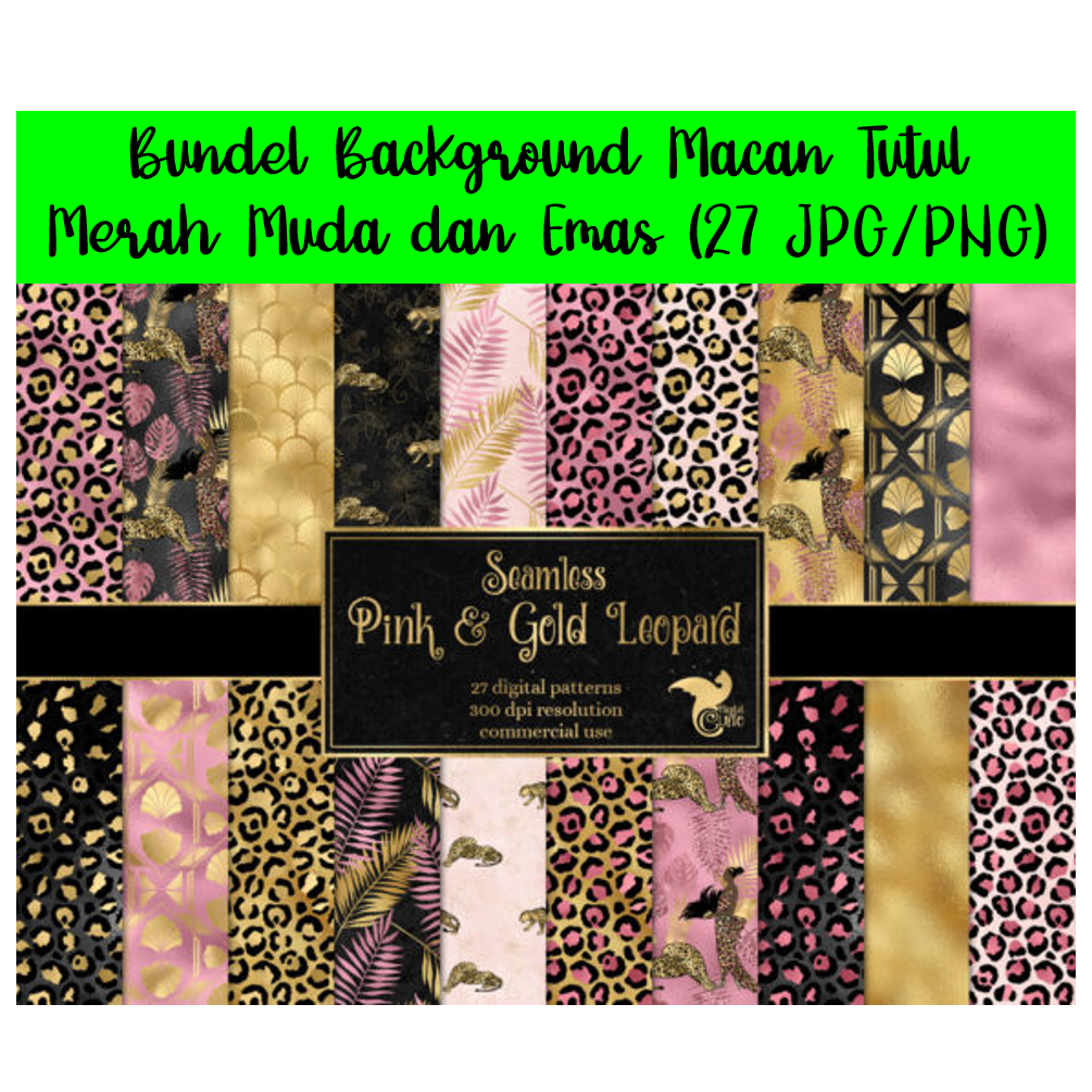 Jual Bundel Background Macan Tutul Merah Muda dan Emas (27 JPG/PNG ...