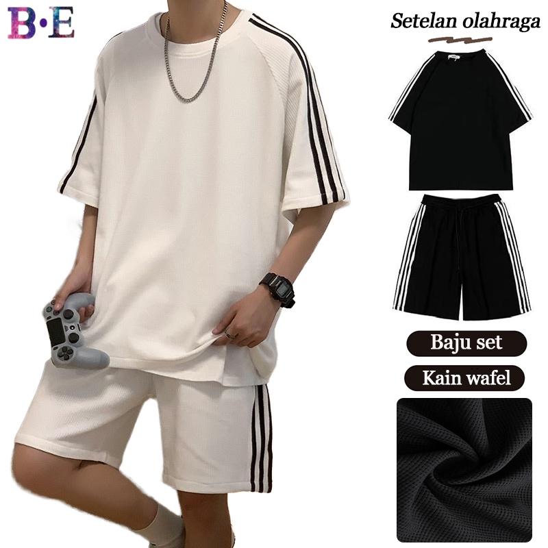 Jual baju setelan pria Oversized Set Tshirt Pria M-3XL Waffle Atasan ...