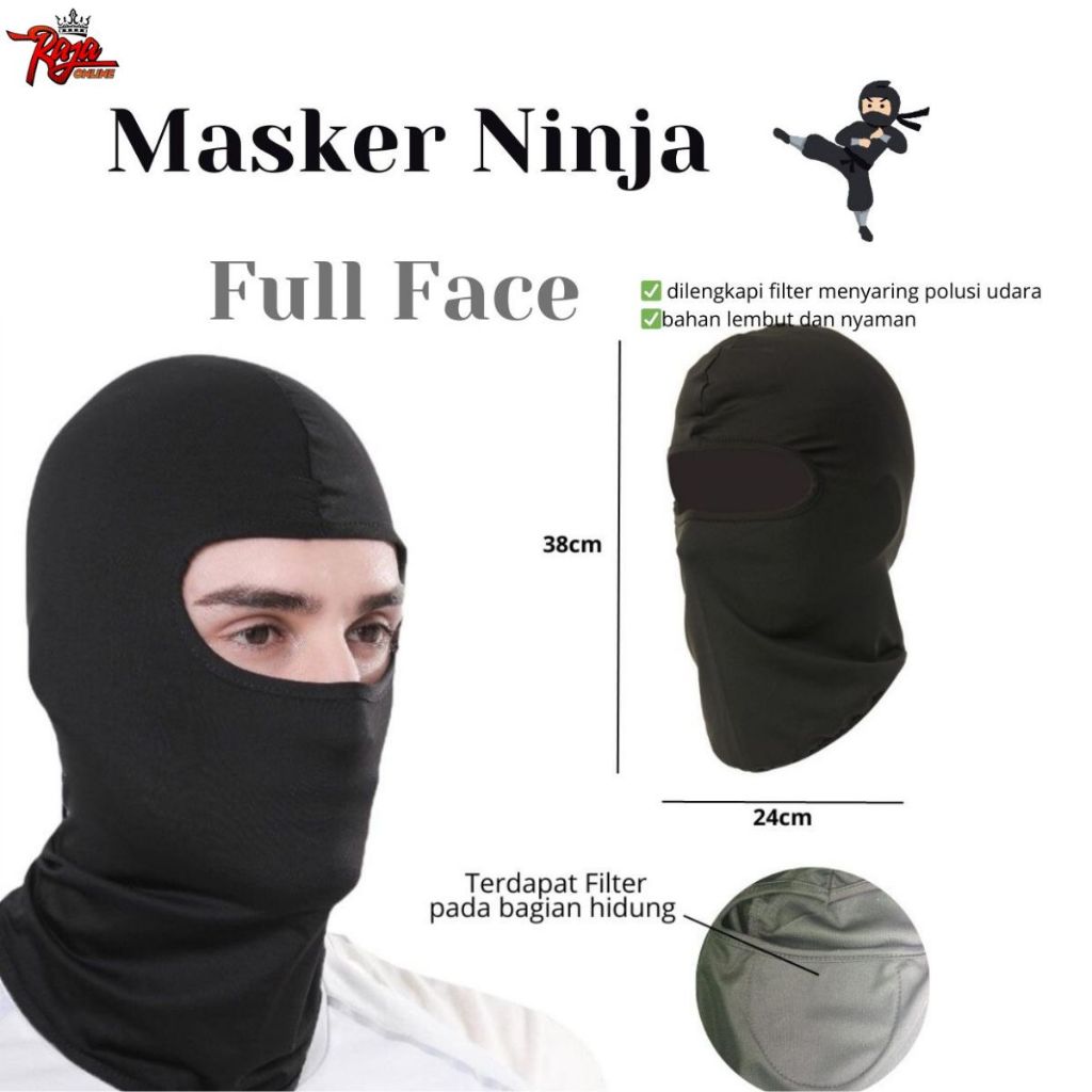 Jual DRV-Masker Ninja Balaclava Full Face Spandex Hitam Masker Buff ...