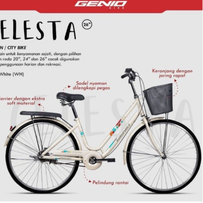 Jual Sepeda mini 26 inch genio cewek dewasa dan remaja genio celesta ...