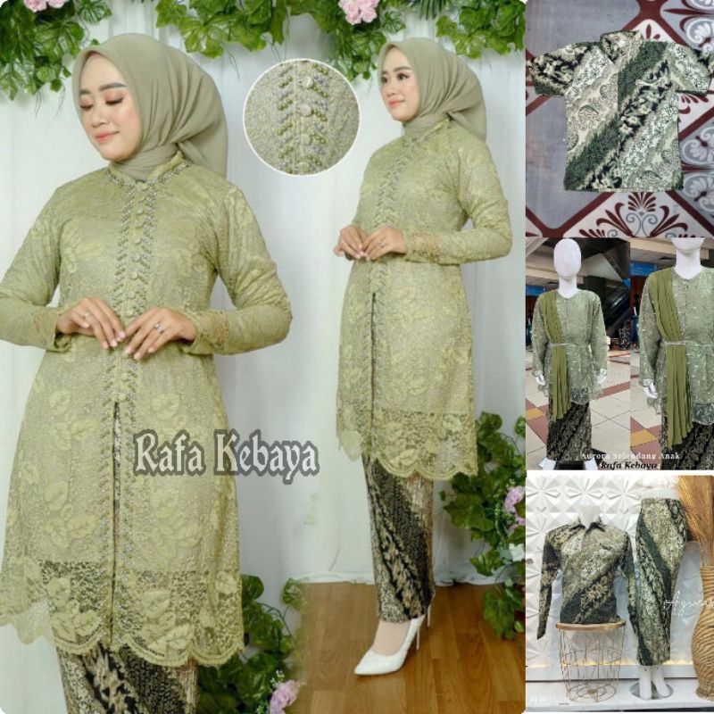 Jual Couple Kebaya Tunik kancing Sage/ Baju Batik Couple/Kebaya Busui ...
