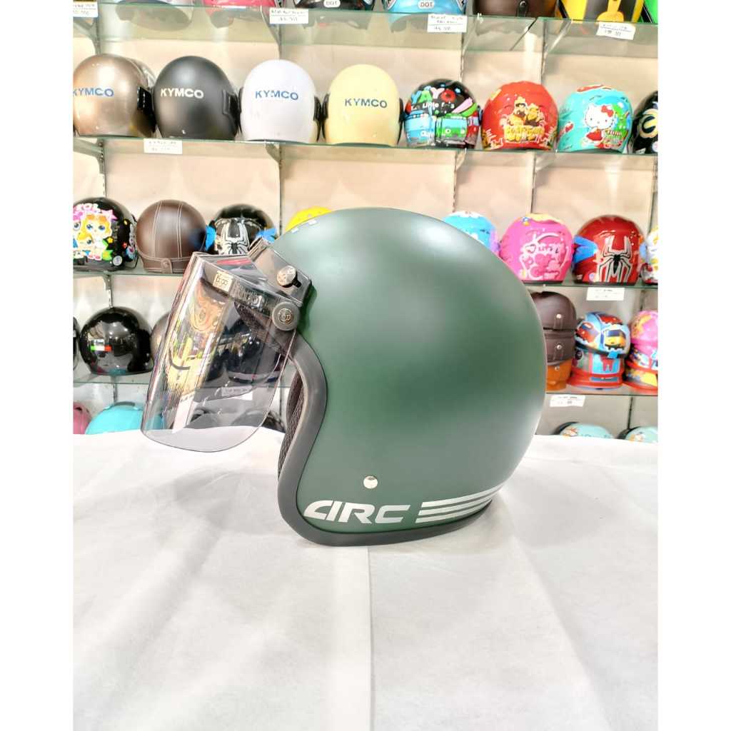Jual ARC Strip Helm Half Face Kaca Bogo Datar Original Hijau Army Doff ...