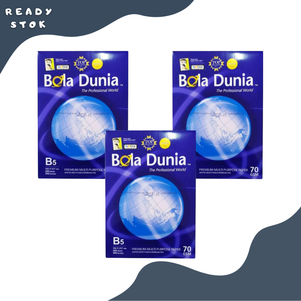 Jual KERTAS HVS BOLA DUNIA B5 70 Gsm / HVS B5 / HVS BOLA DUNIA / HVS ...