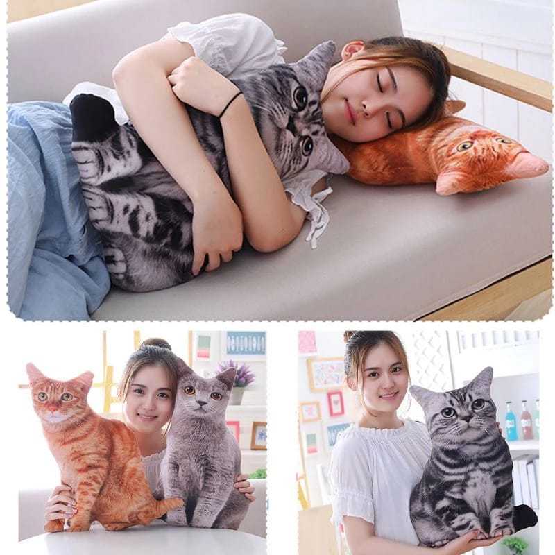 Jual Boneka Bantal Kucing 3D Ukuran 45 cm set bantal meah untuk hadiah ...