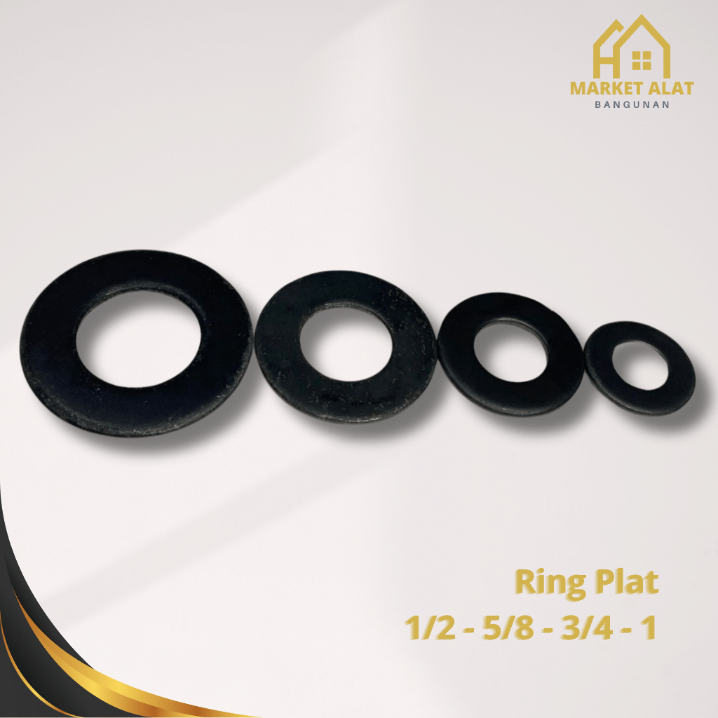 Jual Ring Plat Baja HItam 1/2" 5/8" 3/4" 1" / Washer Plate Mur M12 M16 ...