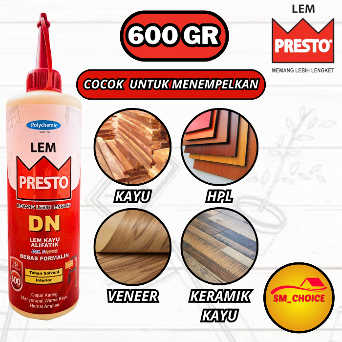 Jual LEM KAYU ALIFATIK PRESTO DN 600G LEM PRESTO LEM KAYU SERBAGUNA LEM ...
