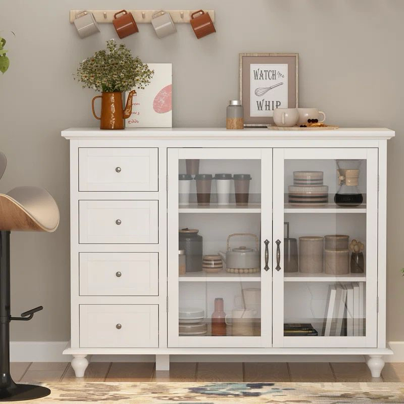 Jual buffet kaca kayu jati buffet multifungsi buffet minimalis | Shopee ...