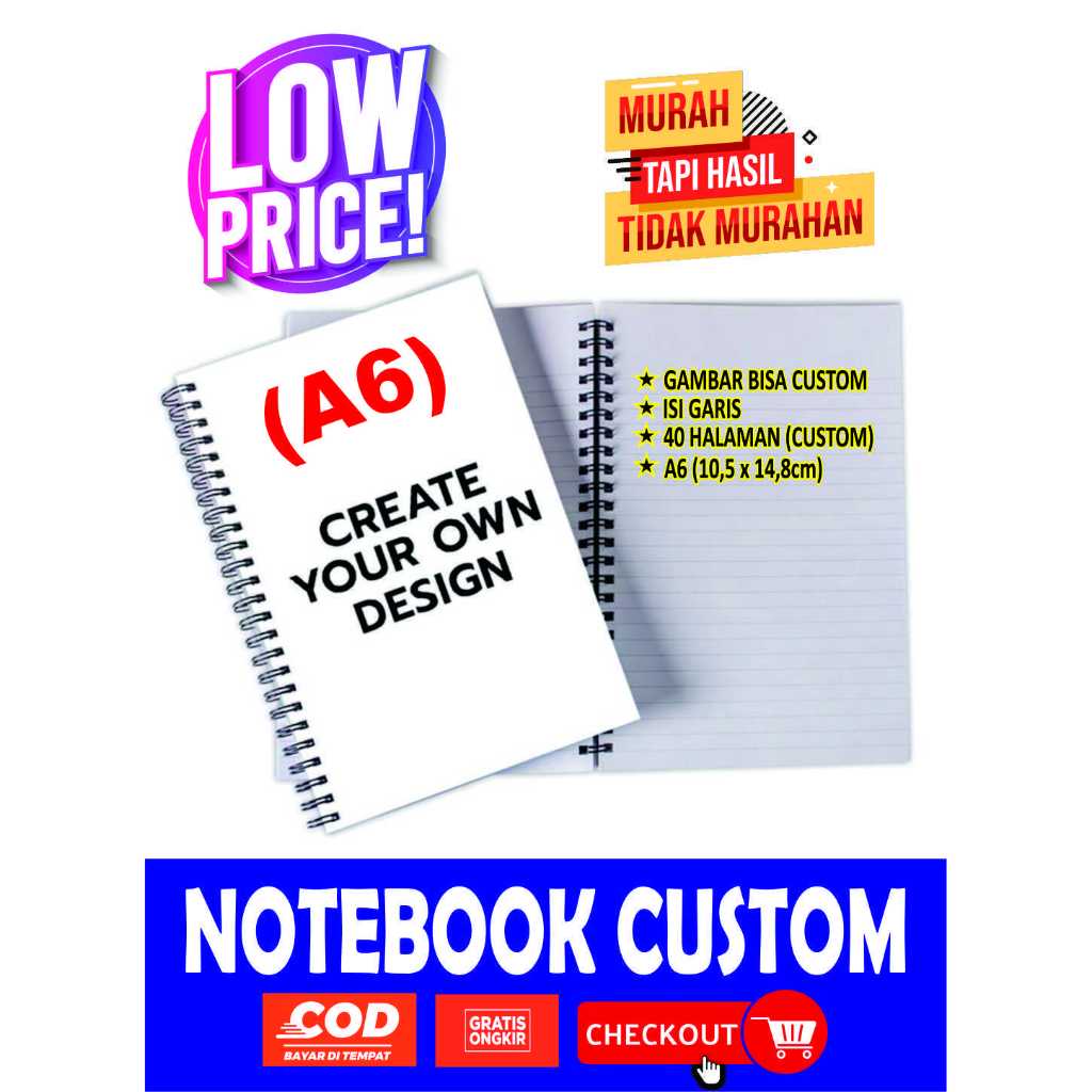Jual CETAK BUKU SPIRAL CUSTOM GARIS A6 10,5 x 14,8 cm Note Notes ...