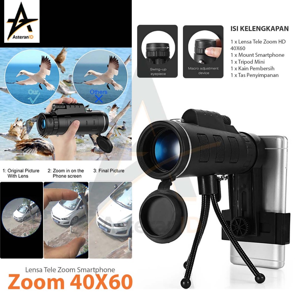Jual Lensa Tele Zoom HD 40X60 untuk Smartphone | Shopee Indonesia