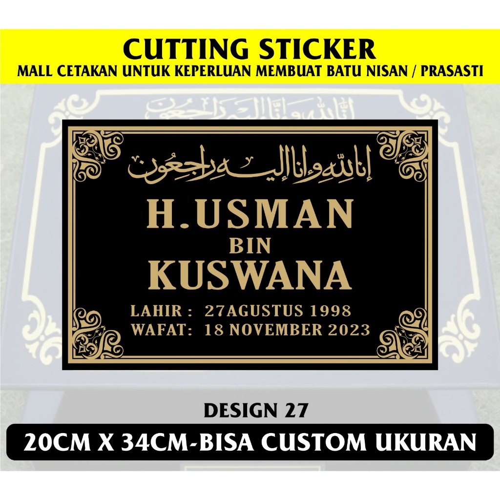 Jual STICKER CUTING PRASASTI DAN BATU NISAN CUSTOM NAMA DAN UKURAN ...