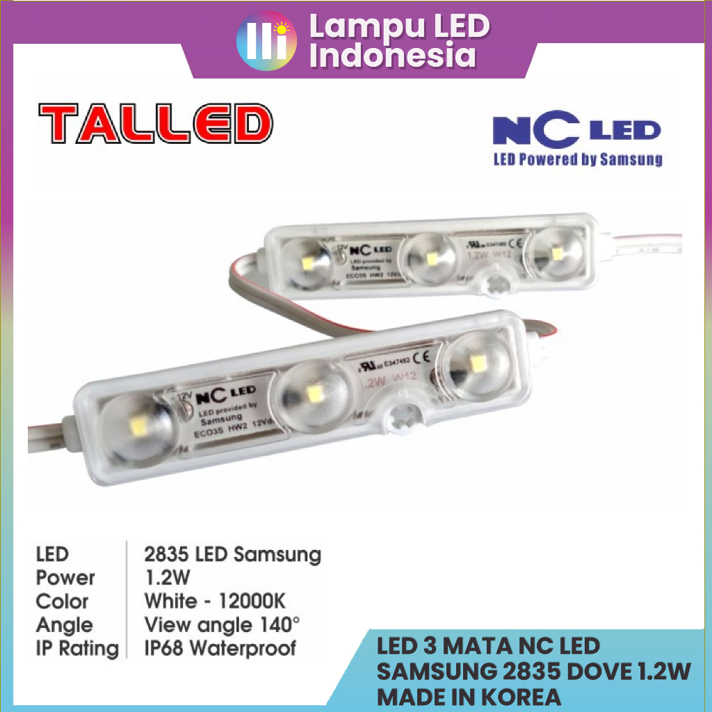 Jual NC MODULE LED 3 MATA NC LED SAMSUNG 2835 DOVE 1.2W MADE IN KOREA ...