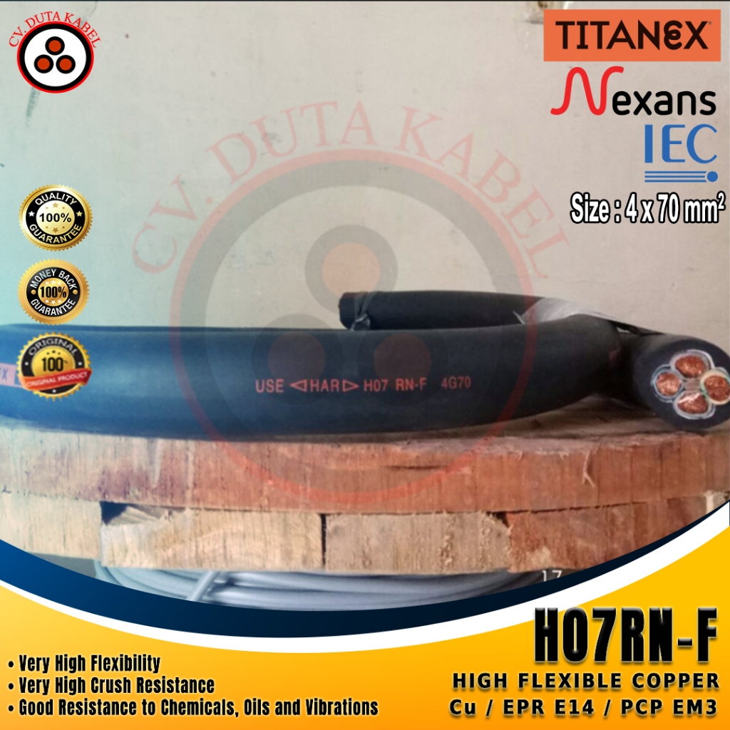 Jual Kabel Rubber H07RN-F 4x70 mm2 TITANEX /4x70 mm/4 x 70 mm2/4x70mm2 | Shopee Indonesia