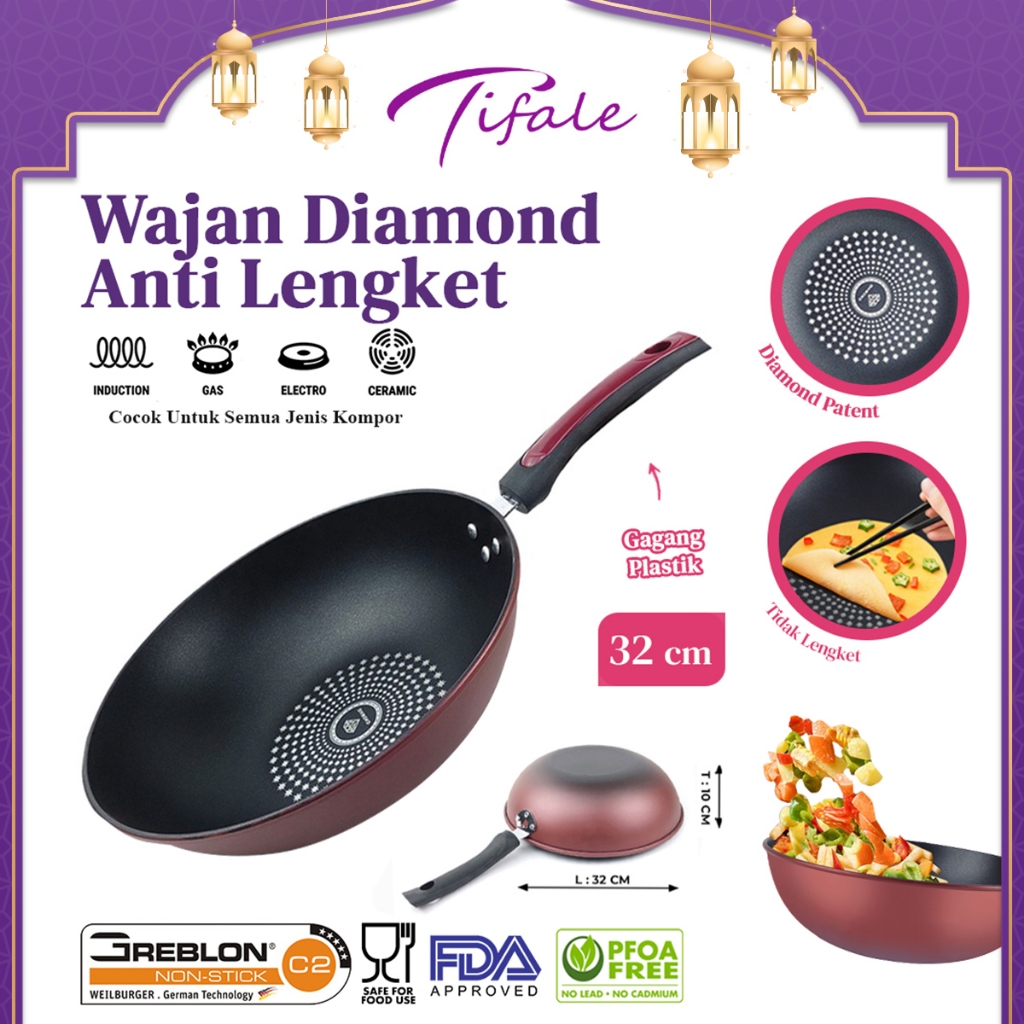 Jual Tifale Wajan Penggorengan Anti Lengket Batu Medis Ukuran 32cm | Shopee Indonesia
