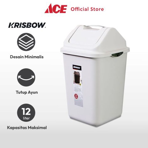 Jual ART L55S Ace Krisbow 12 ltr Tempat Sampah Plastik Putih Tong ...