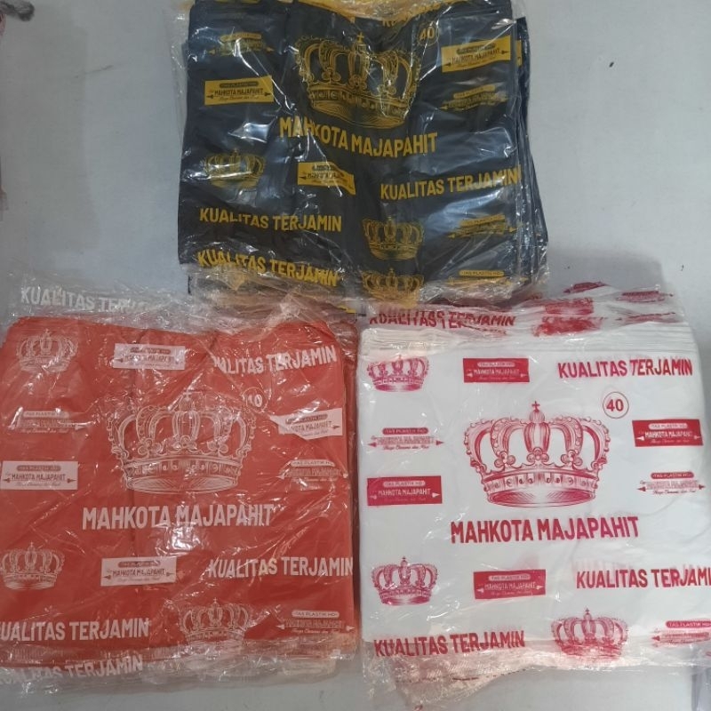 Jual Mahkota Majapahit Kresek Besar uk 40x65/ Kresek Besar/ Hitam Putih ...