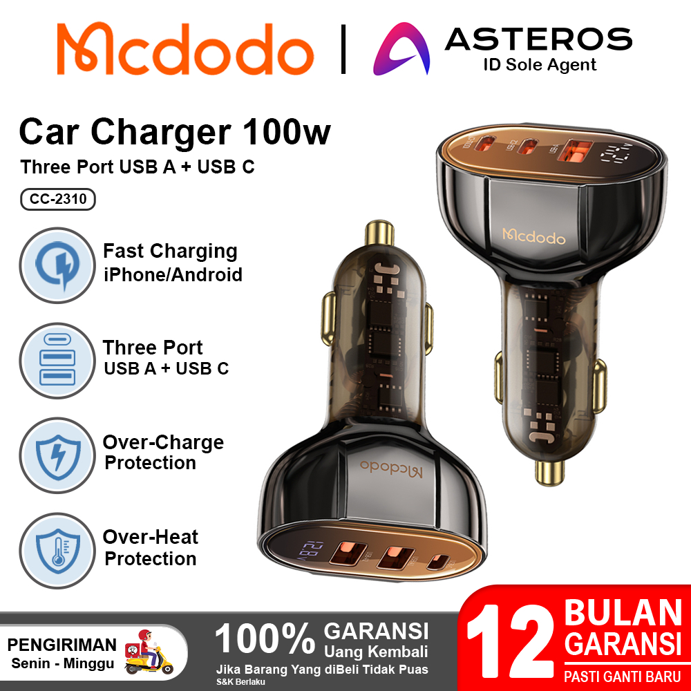 Jual MCDODO Car Charger Mobil USB + PD Type C Digital Display Fast ...