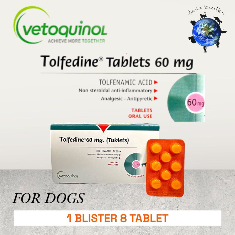 Jual Tolfedine Tablet 60 MG Anti Radang / Nyeri Anjing (1 BLISTER 8 ...