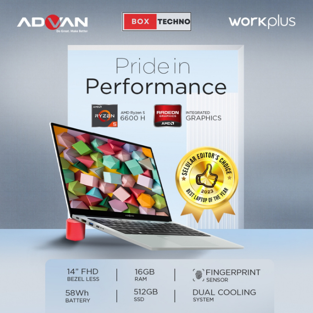 Jual ADVAN Laptop Workplus AMD RYZEN 5 6600H 14'' FHD IPS 16GB 512GB ...