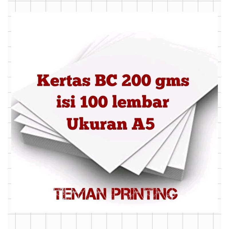 Jual Kertas BC 200 gsm warna putih ukuran A5 isi 100 | Shopee Indonesia