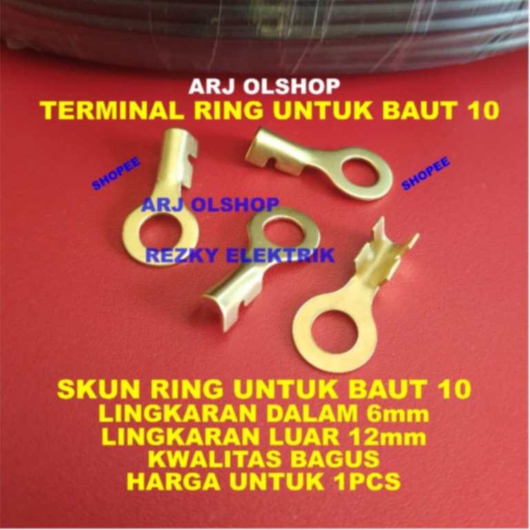 Jual Skun Ring Kecil M6/ Skun Aki M6/Skun Kabel M6/Skun Ring Baut 6mm ...