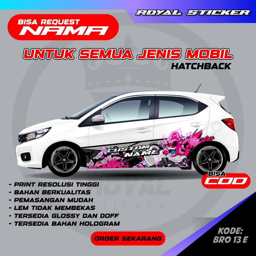 Jual DECAL STIKER MOBIL BRIO JAZZ AGYA AYLA / FREE CUSTOM NAMA / DECAL ...