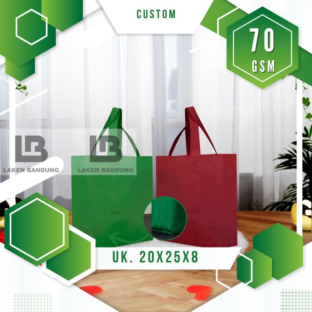 Jual HLS 70GSM Tas Spunbond Goodie Bag Laken Model Tali Ukuran 20x25x8 ...