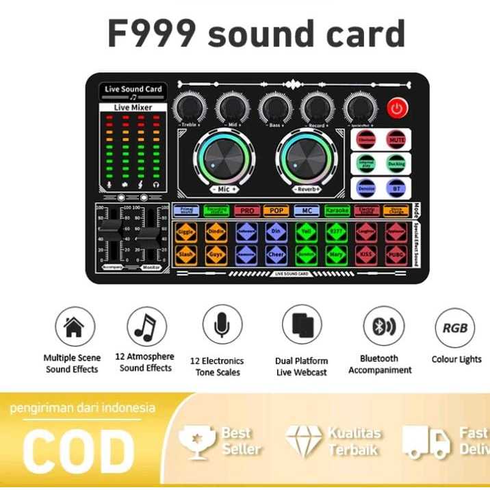 Jual Tabana Mixer Bluetooth Soundcard F999 Audio kartu suara mic USB ...