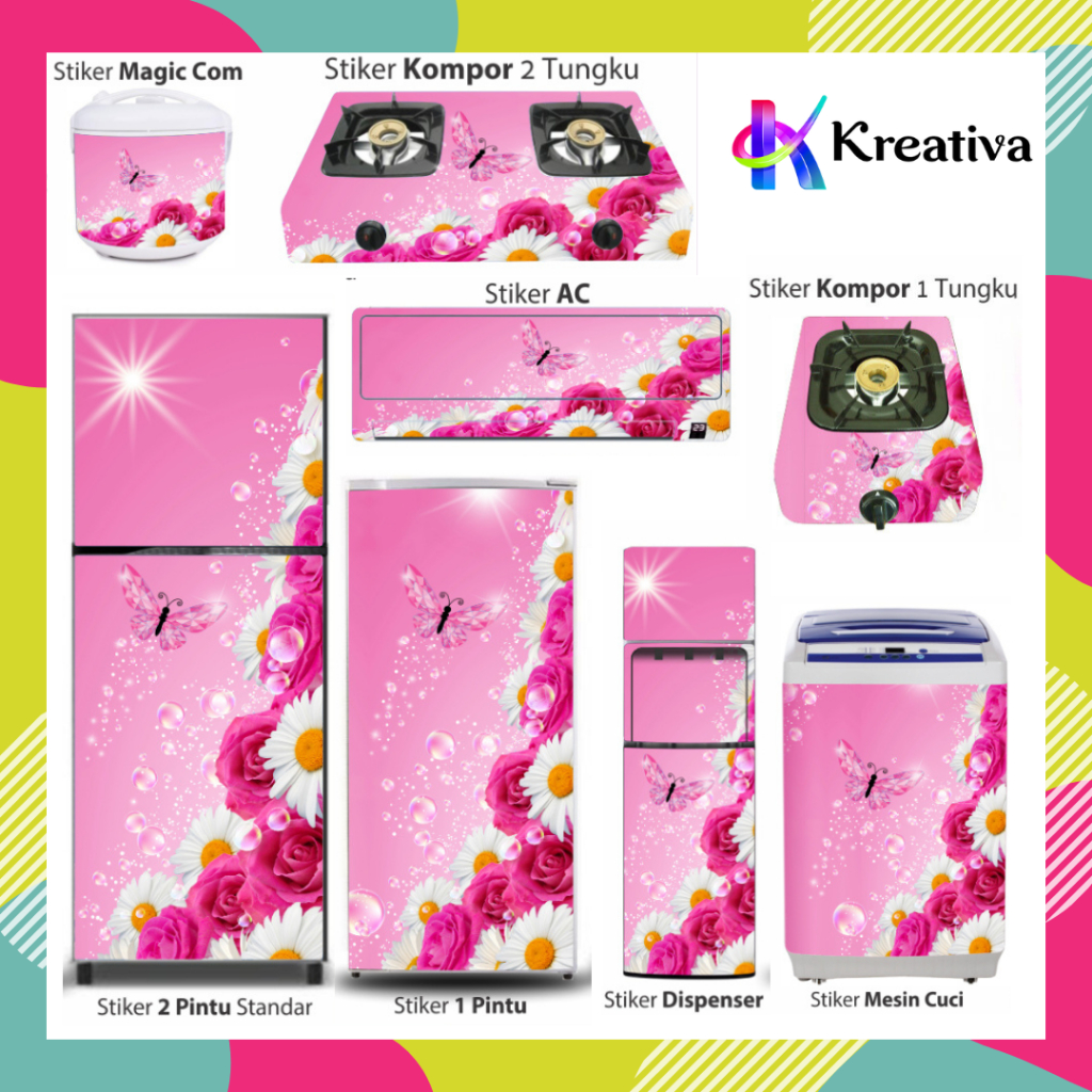 Jual Stiker Kulkas/Stiker Kompor/Stiker Magicom Kupu-Kupu PINK | Shopee ...