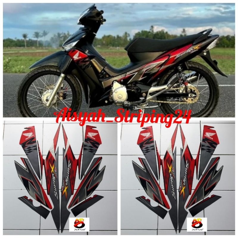 Jual stiker striping lis body motor honda Supra x 125 2010 full-hitam ...