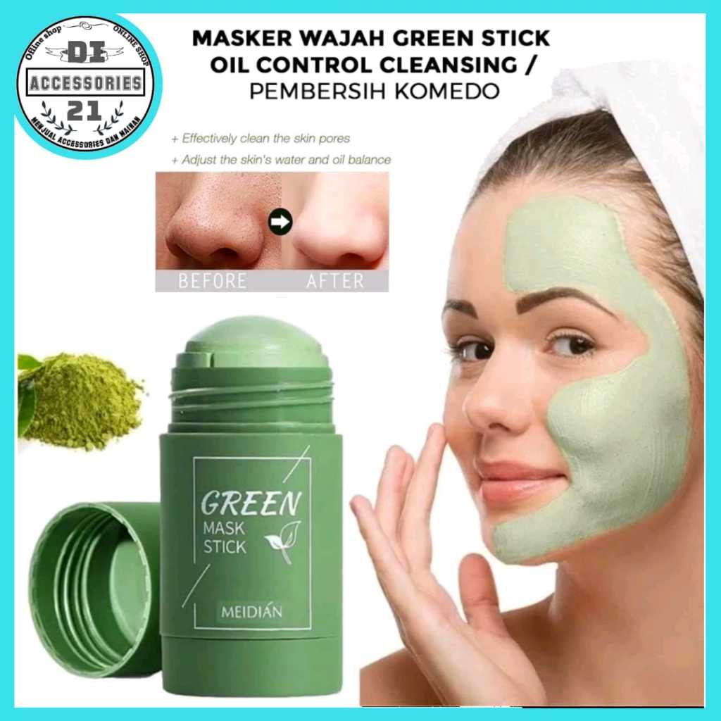 Jual GREEN TEA MASK STIK CLEANSING MASKER WAJAH PEMBERSIH KOMEDO | Shopee Indonesia