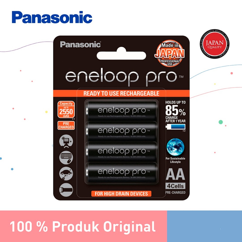 Jual Panasonic Eneloop Pro Baterai Rechargeable AA 4Pcs Battery Eneloop Pro A2 4Pcs | Shopee ...