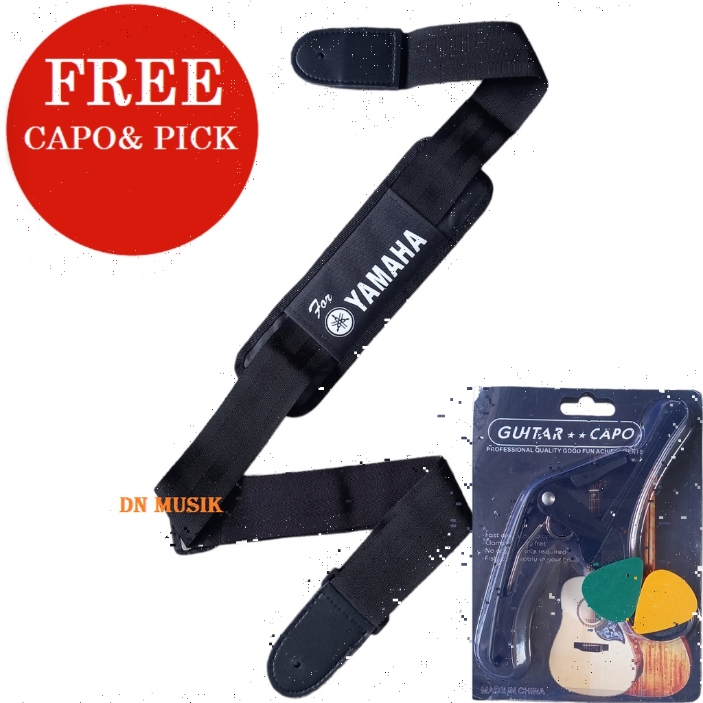 Jual Strap Gitar/Tali Gitar Yamaha Model Elegan Bahan Lembut Bonus Capo ...