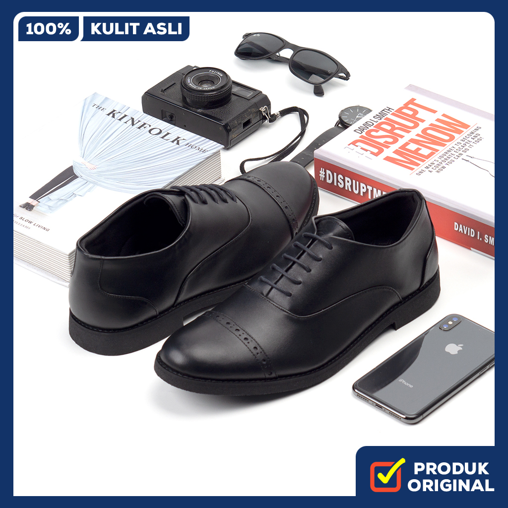 Jual AMEDEO BLACK ORIGINAL x GREATA Sepatu Formal Kulit Sapi Asli ...