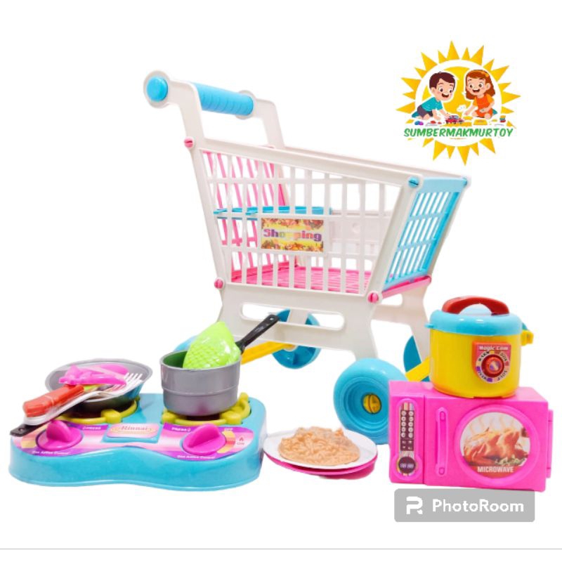 Jual Mainan anak Troly Keranjang masak masakan set lengkap | Shopee ...