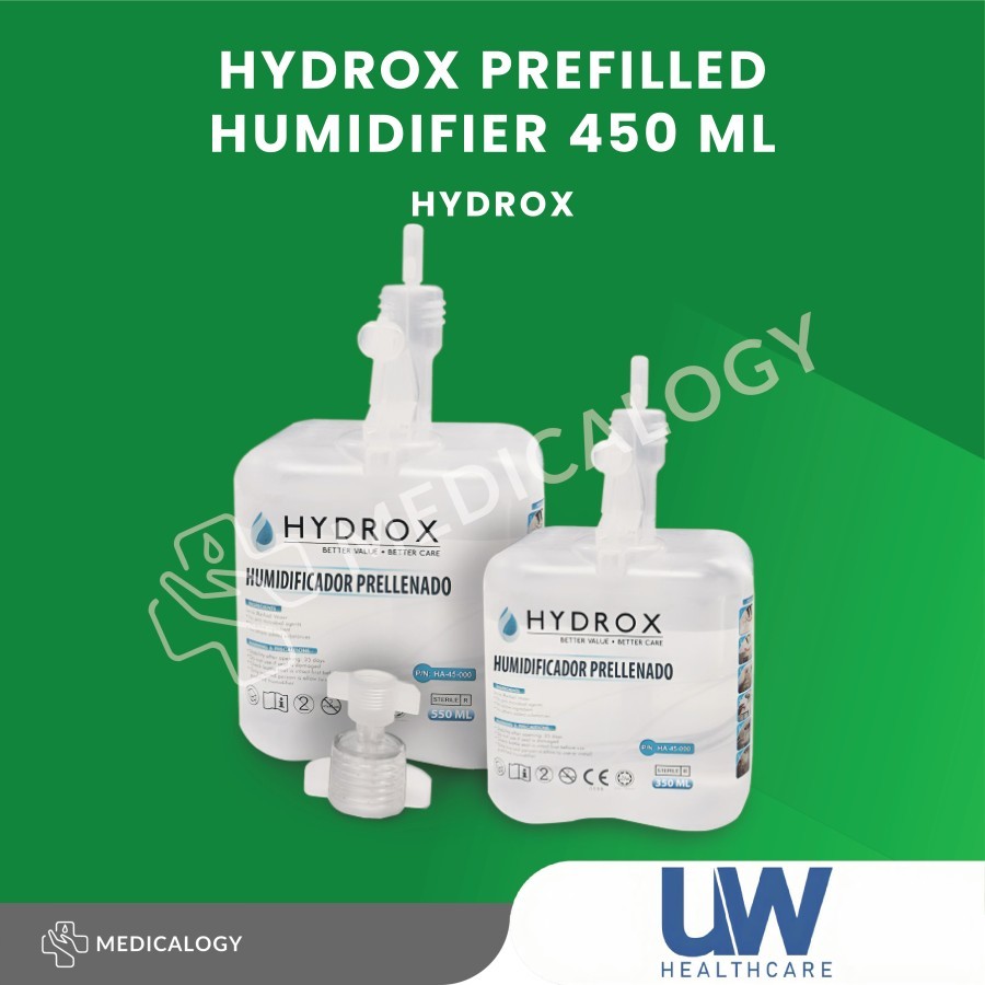 Jual Hydrox Prefilled Humidifier Air Oksigen Concentrator Steril 350ml ...