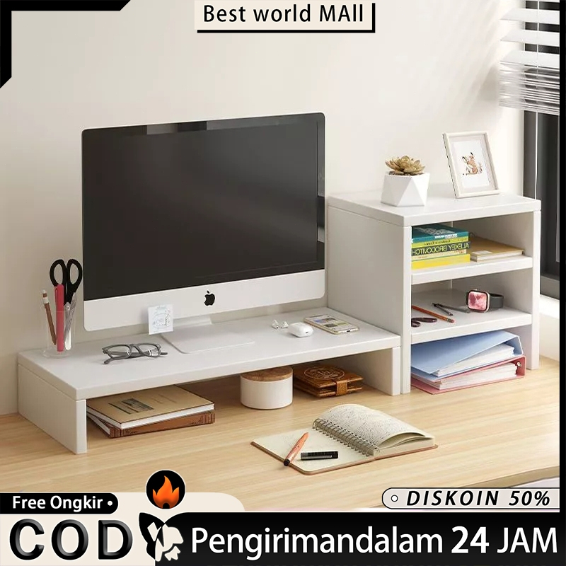 Jual Rak Meja Stand Monitor Rak Monitor Desktop Dudukan Komputer Kayu ...