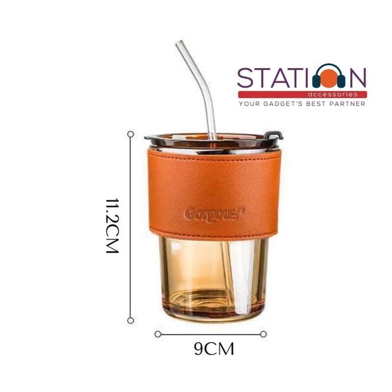 Jual TUMBLER GELAS KACA STRAW 400ML / GELAS MUG KACA DENGAN SEDOTAN ...