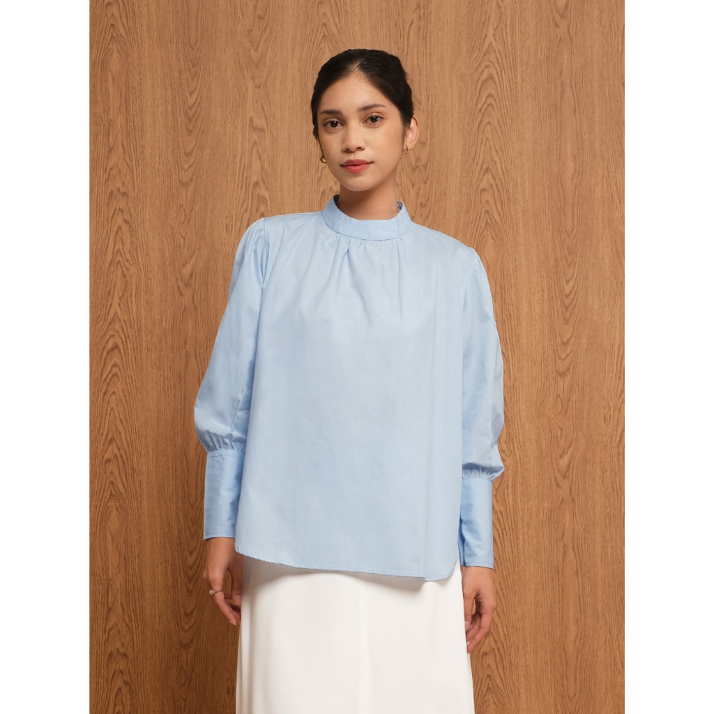 Jual THENBLANK | Cotton Ruffle Blouse Baju Kemeja Blouse Atasan Wanita ...