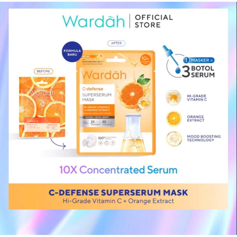 Jual Wardah C-Defense Super Serum Mask 20ml | Masker Wajah|Mencerahkan ...