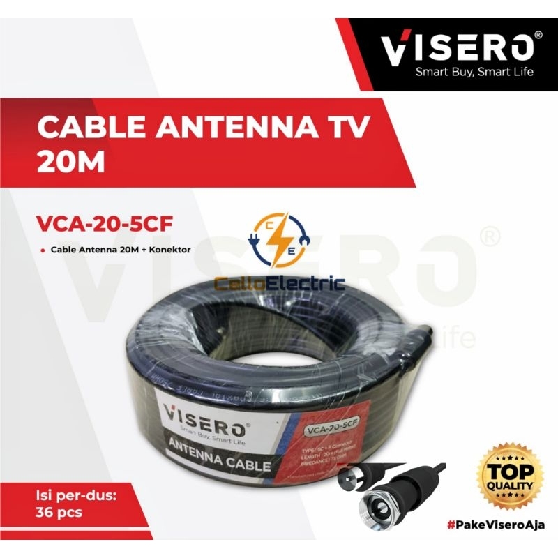 Jual Kabel Antena 20 Meter Visero - Kabel Antena TV 20 M Visero VCA 20 5CF | Shopee Indonesia