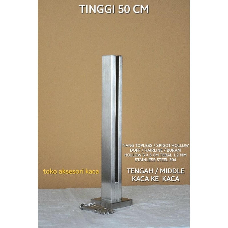 Jual TIANG RAILING KACA DOFF TENGAH SPIGOT HOLLOW MIDDLE TOPLESS GLASS ...