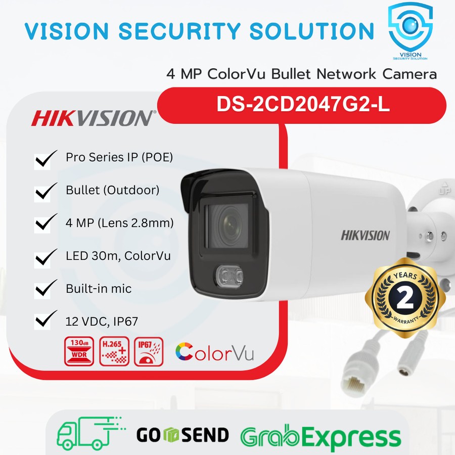 Jual CCTV IP Hikvision Outdoor 4MP DS-2CD2047G2-L Colorvu WDR Pro Acusense | Shopee Indonesia