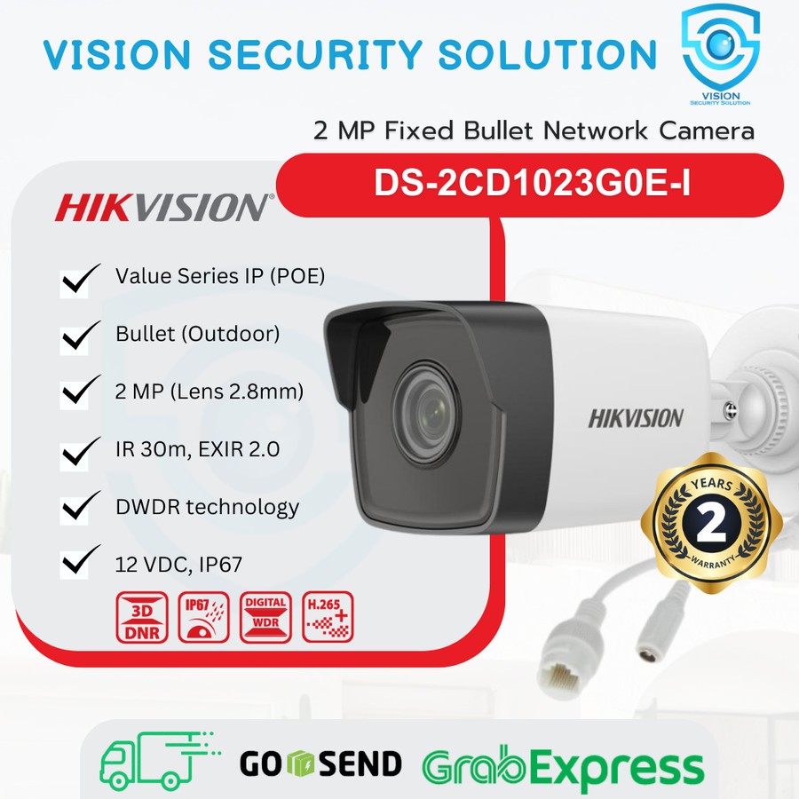 Jual Kamera CCTV IP Hikvision Outdoor 2MP DS-2CD1023G0E-I H.265+ Series | Shopee Indonesia