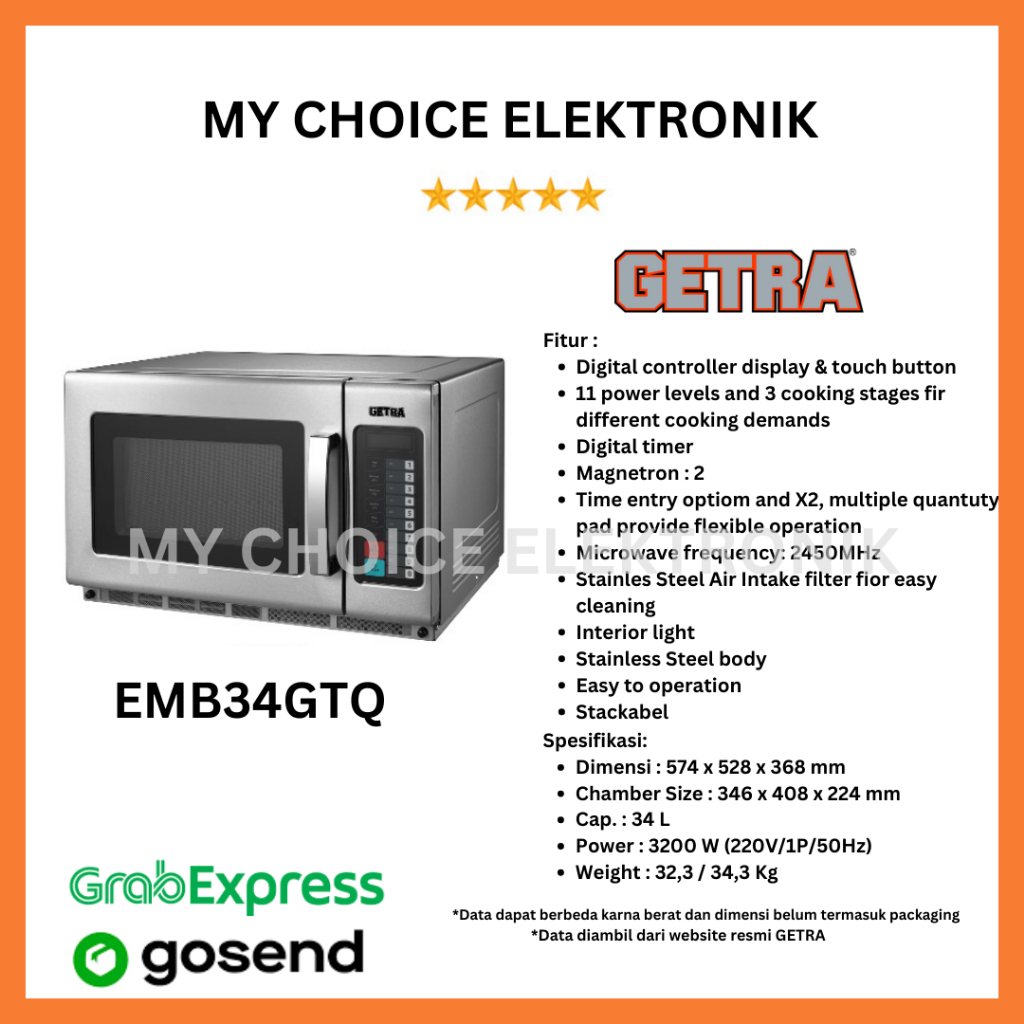Jual GETRA Microwave Oven EMB34GTQ (34L/3200W) | Shopee Indonesia
