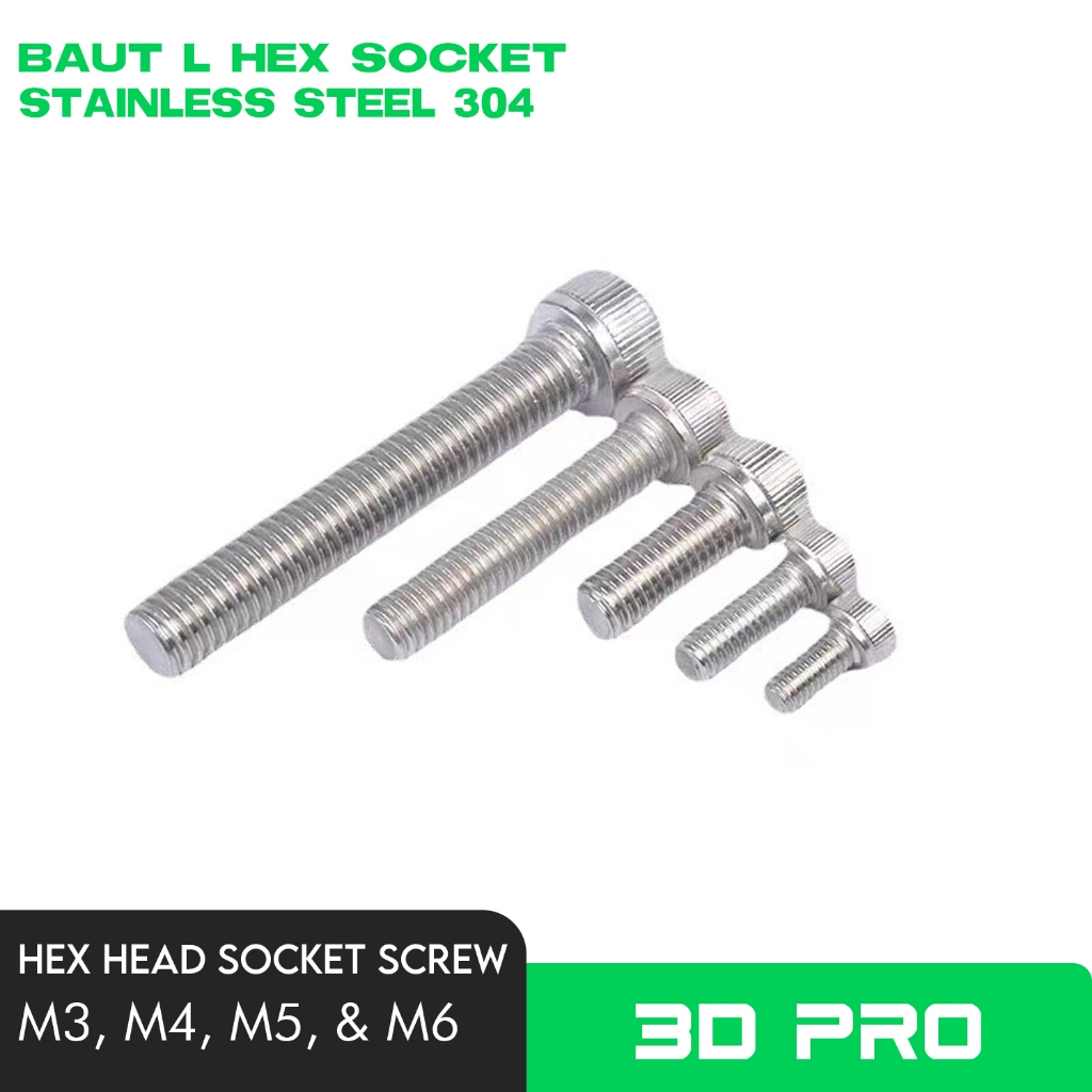 Jual Baut Hex Hexagonal L Screw Socket Head Cap Stainless SS 304 M3 M4 ...